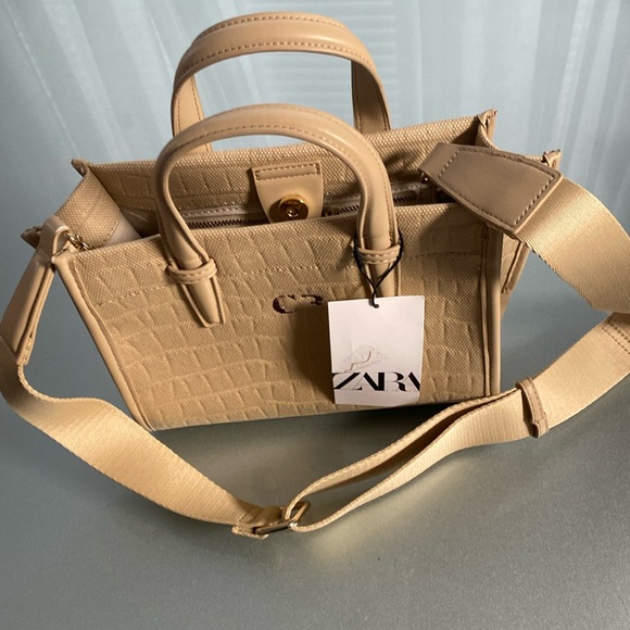 Zara | Bags | Zara Fabric Mini Tote Bag In The Color Beige | Poshmark